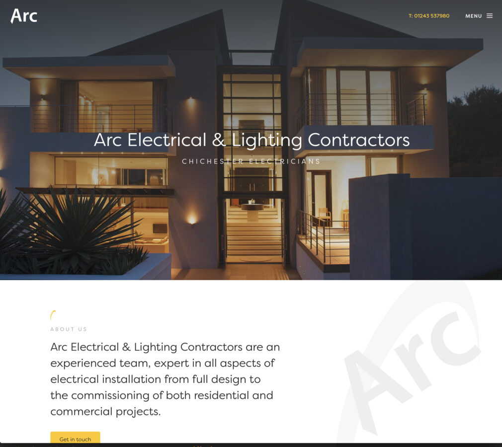 Arc Electrical Website - Profile Design Arc Electrical Website design